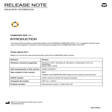 WIDEX COMPASS GPS V3.1 | PDF