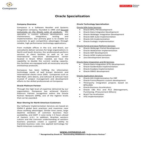 Compasso Eo Oracle Specialization 2012 1 | PDF