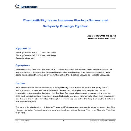 Compatibility issue of_backup_server_v82_v83 | PDF