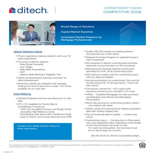 Ditech Correspondent Lending - Competitiv Edge | PDF