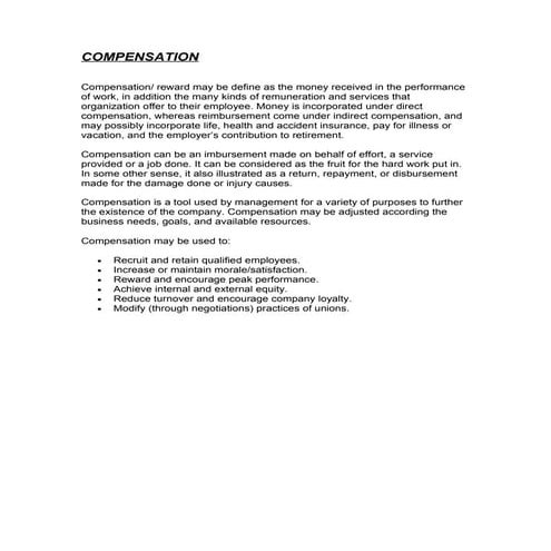 Introduction to Compensation and its classification | PPTX