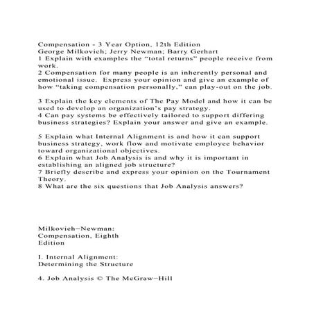 Compensation - 3 Year Option, 12th EditionGeorge Milkovich; Jerr.docx