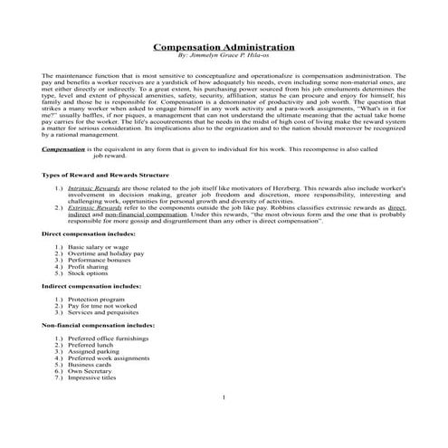 Compensation administration | DOC