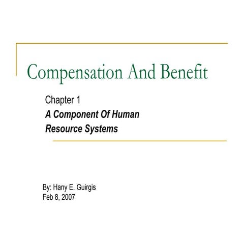 Compensation And Benefit Chapter 1 | PPT