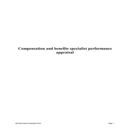 Compensation and benefits specialist perfomance appraisal 2 | DOCX