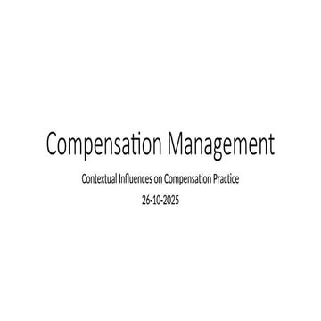 Introduction to Compensation Management(HRM301) | PPTX