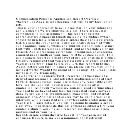 Compensation Personal Application Report OverviewSearch Los Ang.docx