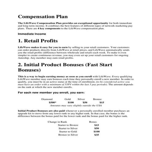 Lifewave Compensation plan | PDF