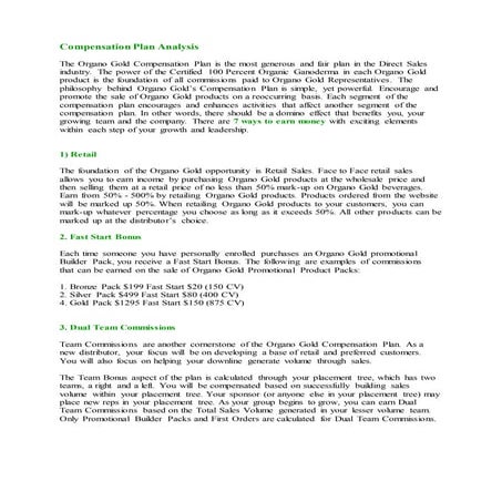 Compensation plan analysis. | DOCX