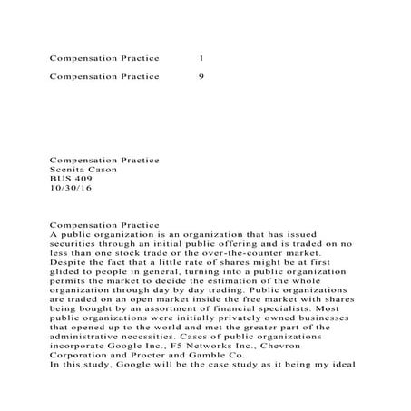 Assignment 2 Compensation Plan OutlineDue Week 8 and wort | DOCX