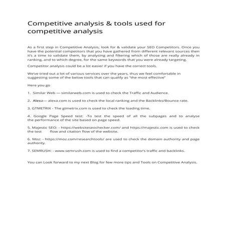 Competitive analysis | PDF
