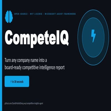 CompeteIQ: AI-Powered Competitive Intelligence Reports in 30 Seconds | PPTX