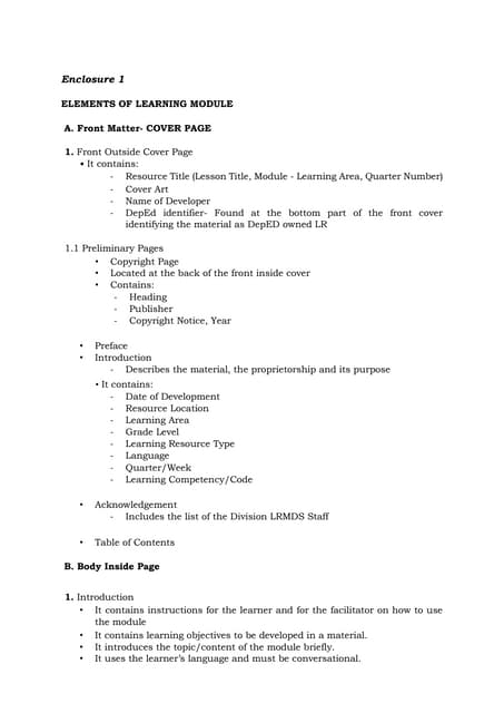 General Elements of Self-Learning Modules | PPT