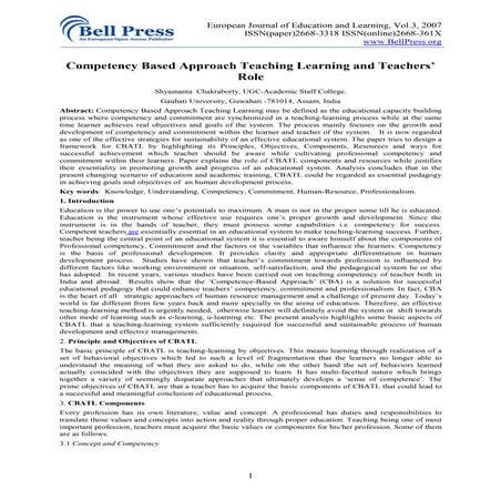 Competency based approach teaching learning and teachers’ | PDF