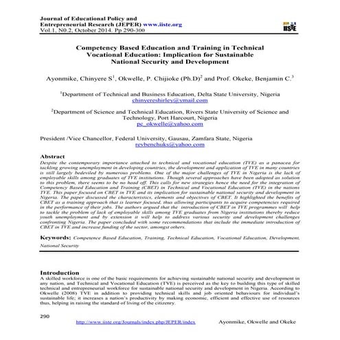 Competency based education and training in technical | PDF