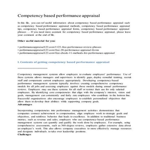 Competency based performance appraisal | PDF