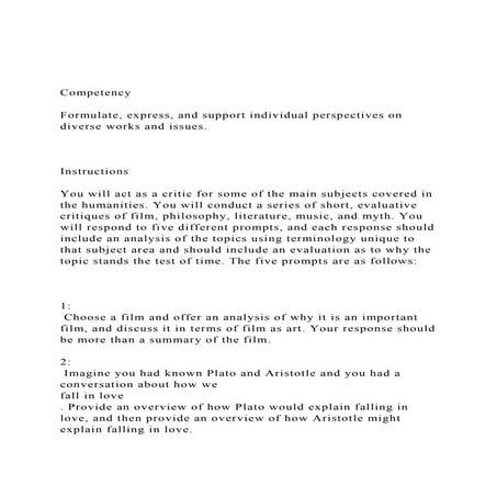 CompetencyFormulate, express, and support individual persp.docx