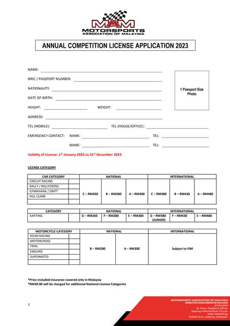 Medical examination form for competition licence 2020 MAM | PDF