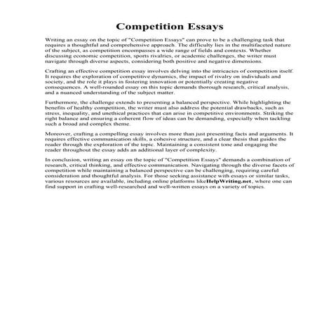 Competition Essays | PDF
