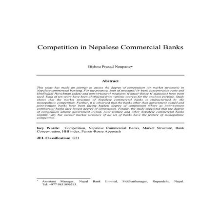 Competition in Nepalese Commercial Banks | PDF