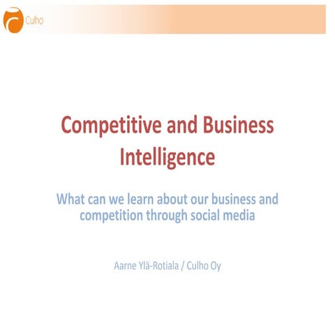 Competitive and business intelligence in social media | PDF
