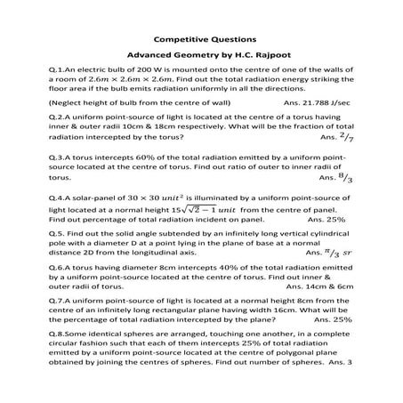Competitive questions from advanced geometry by h.c. rajpoot | PDF