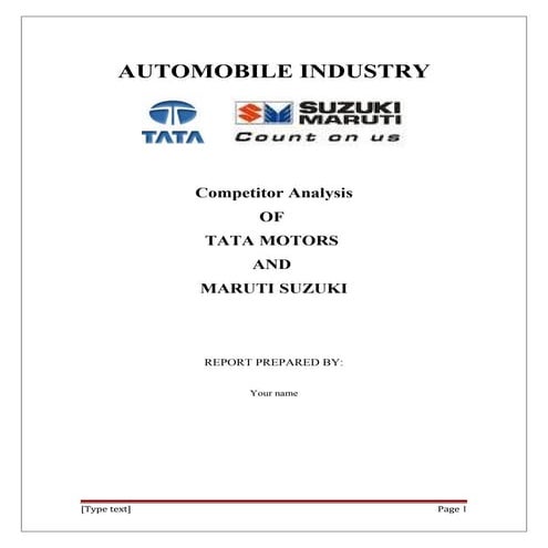 A project report on Competitor analysis of_tata_motors | DOC
