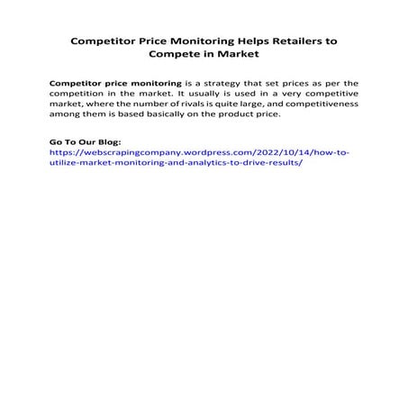 Competitor Price Monitoring Helps Retailers to Compete in Market | PDF ...