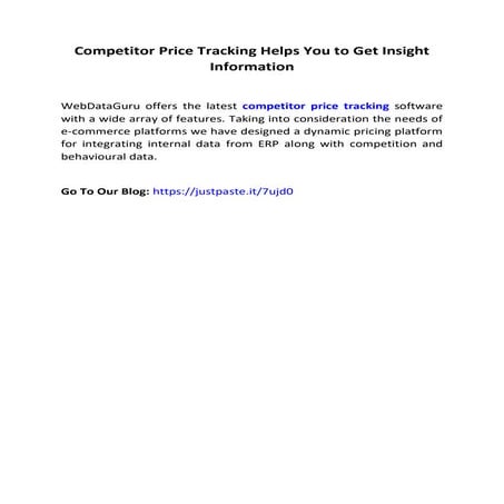 Competitor Price Tracking Helps You to Get Insight Information | PDF
