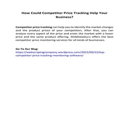 How Could Competitor Price Tracking Help Your Business? | PDF