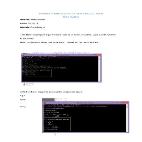 Compiladores ejercicios en python | PDF