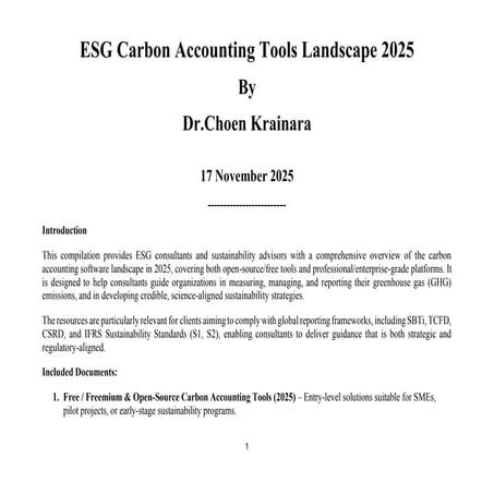 ESG Carbon Accounting Tools Landscape 2025 | PDF