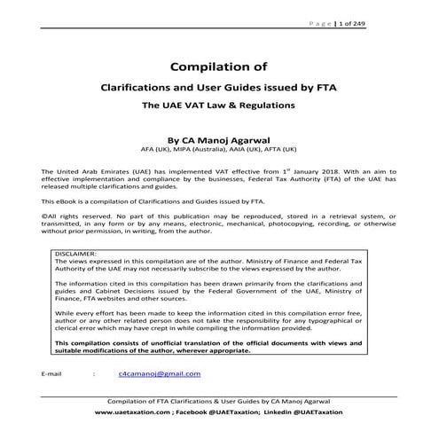 Compilation of FTA Clarifications & User Guides by CA Manoj Agarwal | PDF