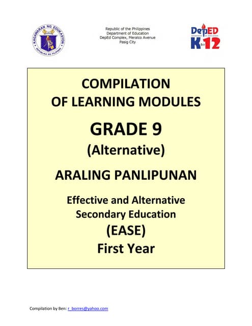 Araling Panlipunan Grade-8 - Learning Module - Quarter 1 - Module 1 | PDF