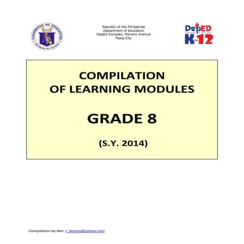 Compilation of Learning Modules in Grade 8 (K to 12 Education System in ...