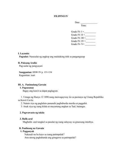 Semi detailed lesson plan | DOCX