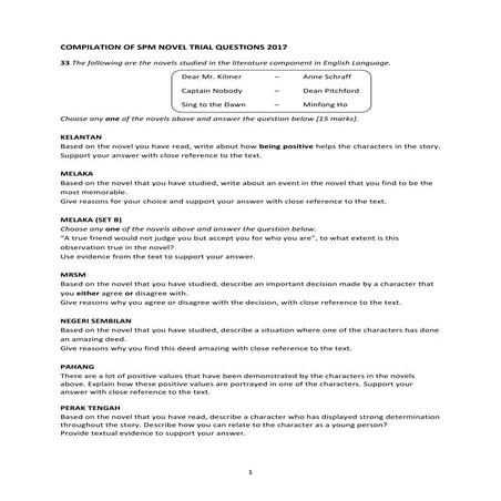 Compilation of SPM novel trial questions 2017 | PDF