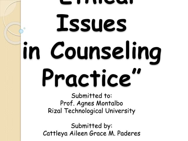 Ethics in counselling | PPTX
