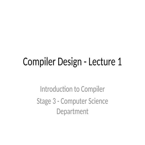 Compiler Design Theory, Tools, and Examples | PPTX