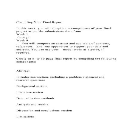 Compiling Your Final ReportIn this week, you will compile th.docx
