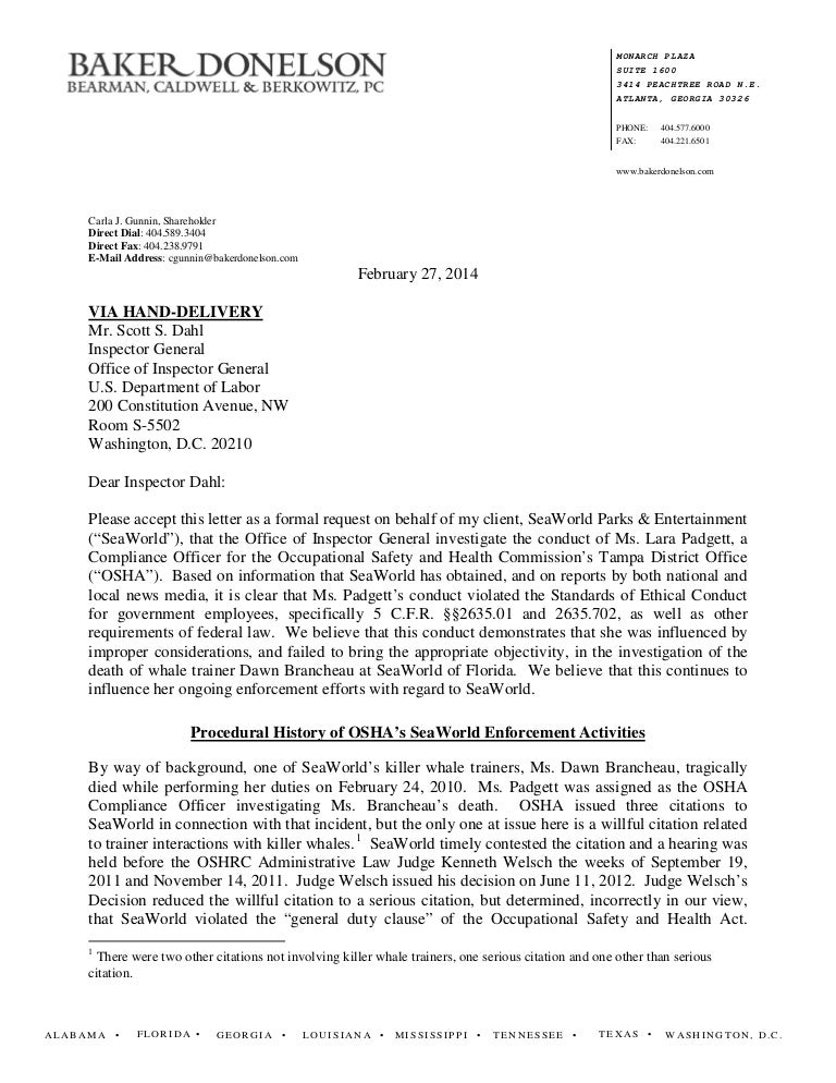 SeaWorld Labor Dept Complaint Letter and all documents seaworld-labor-dept-complaint-letter-and-all-documents