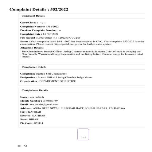 Complaint dated 14.11.2022 against Corrupt Supreme Court Employee to CVC.pdf