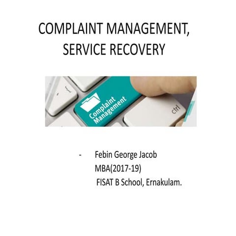 Complaint management service recovery | PPT