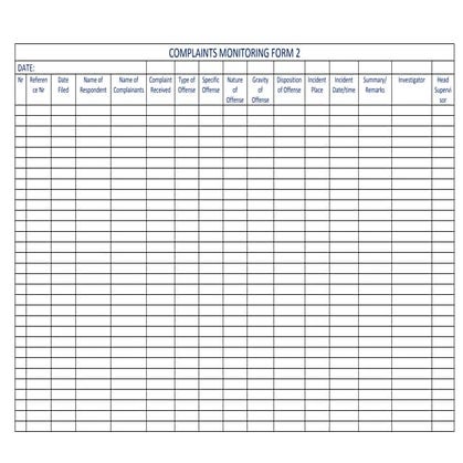 Complaints monitoring form 2 | DOCX | Crime & Harmful Acts to ...