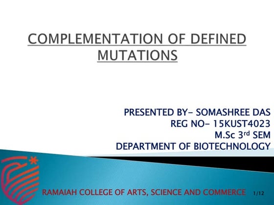 Complementation test | PPTX | Genetics | Science