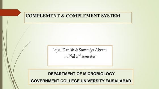 Complement System in Immunology- Immunology | PDF