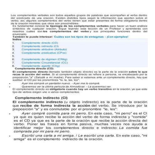 Complemento directo y complemento indirecto | PPTX