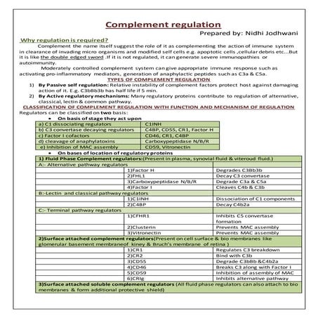 Complement regulation | DOCX