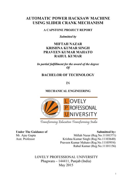 Final Year Project Report Sample for Engineers - IIT and State ...