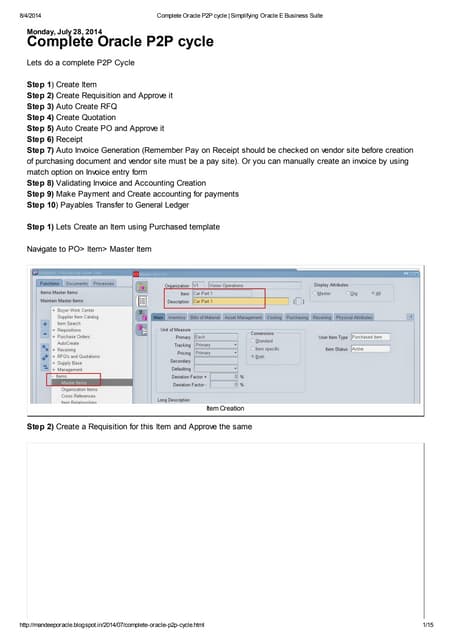 P2P Cycle in Oracle Cloud Fusion | PPT